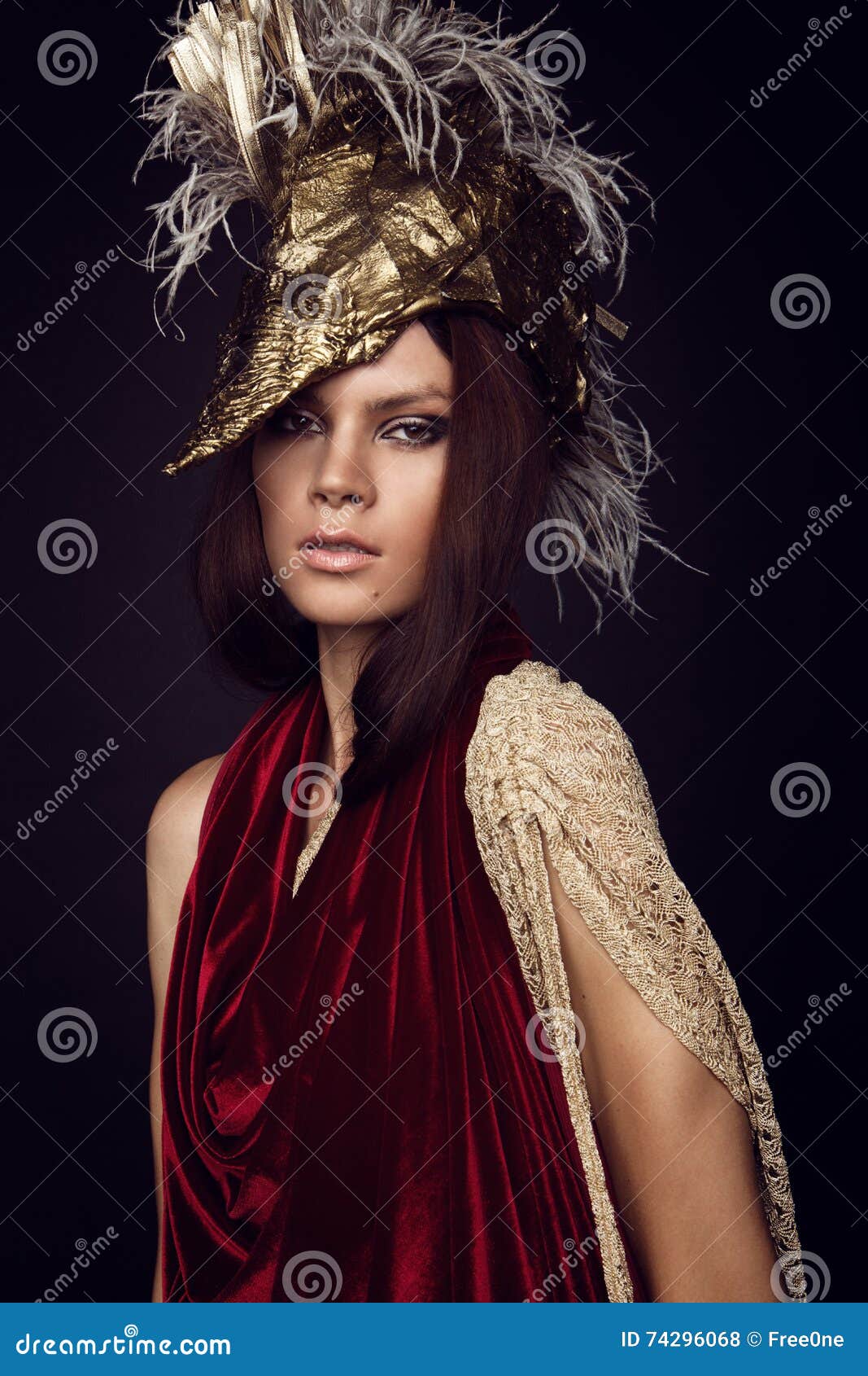 Woman in Creative Head Wear with Feathers Stock Photo - Image of ...