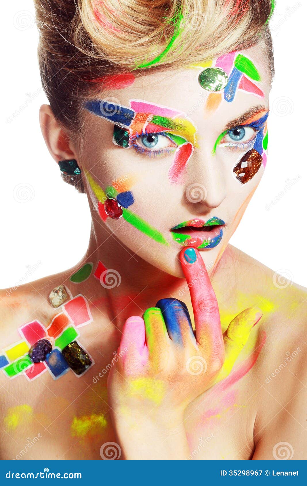 Woman with Creative Make Up Stock Image - Image of caucasian, india ...