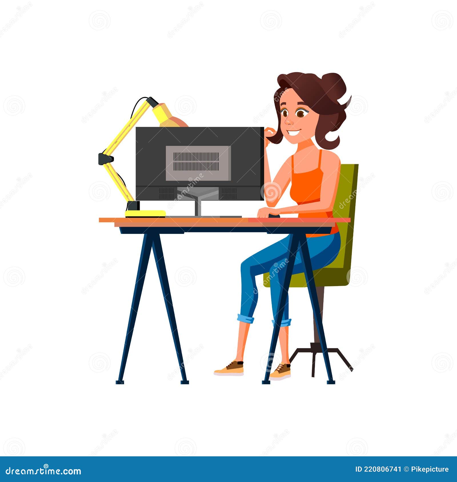 Woman Creator Digital Image Processing on Computer Cartoon Vector Stock ...