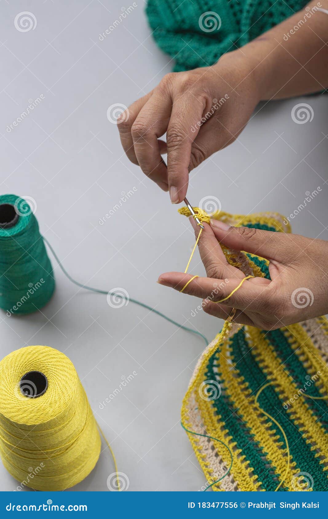 Woman Crocheting Pattern with Crochet Hook Close-up Stock Photo - Image ...
