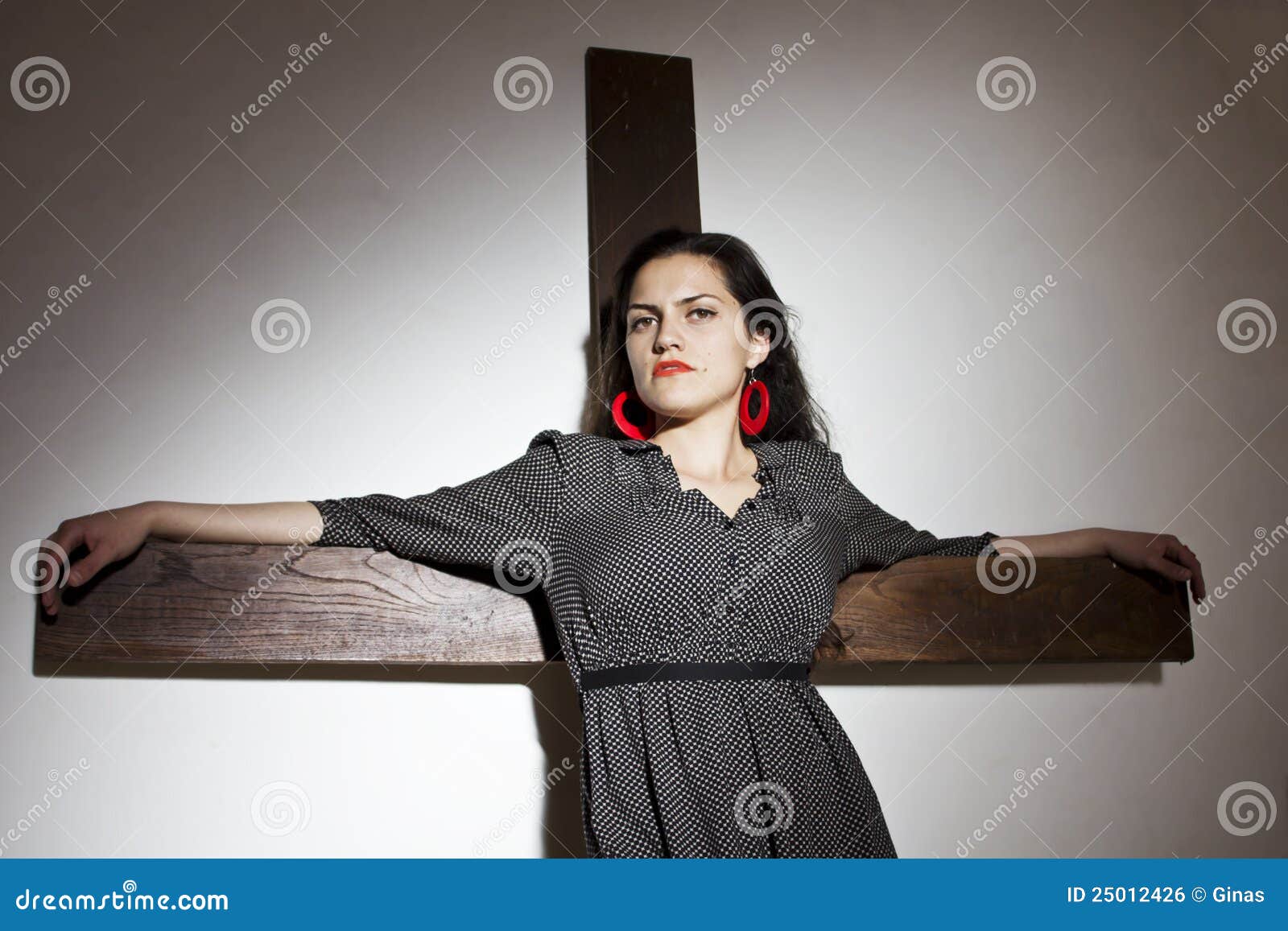 Woman on cross stock photo. Image of portrait, smile - 25012426