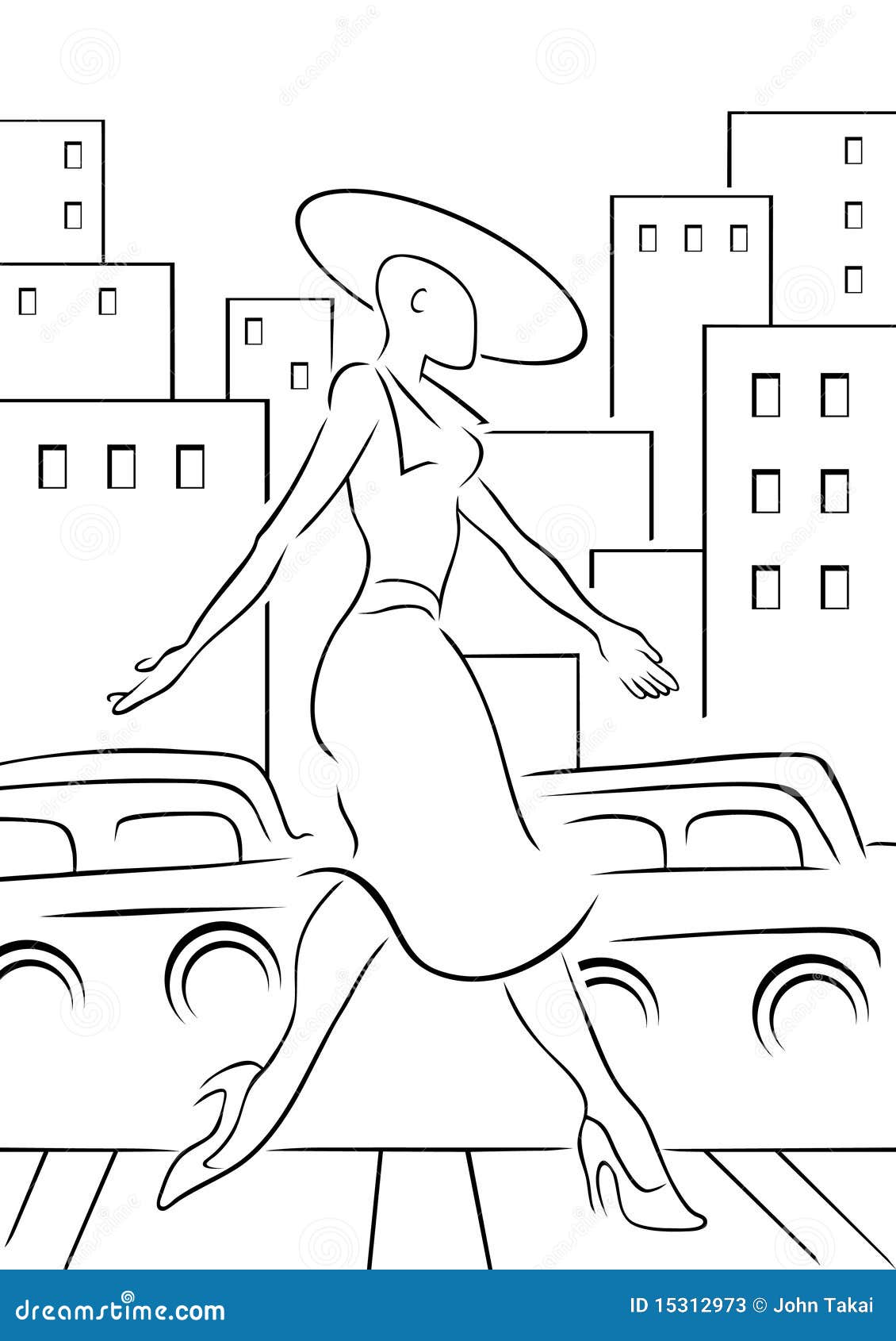 Woman Crossing Road Near Stop Sign. Pedestrian Walks Along Crosswalk ...