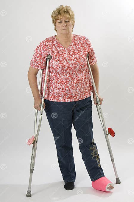 Woman on crutches stock photo. Image of toes, crutch, medical - 5014940