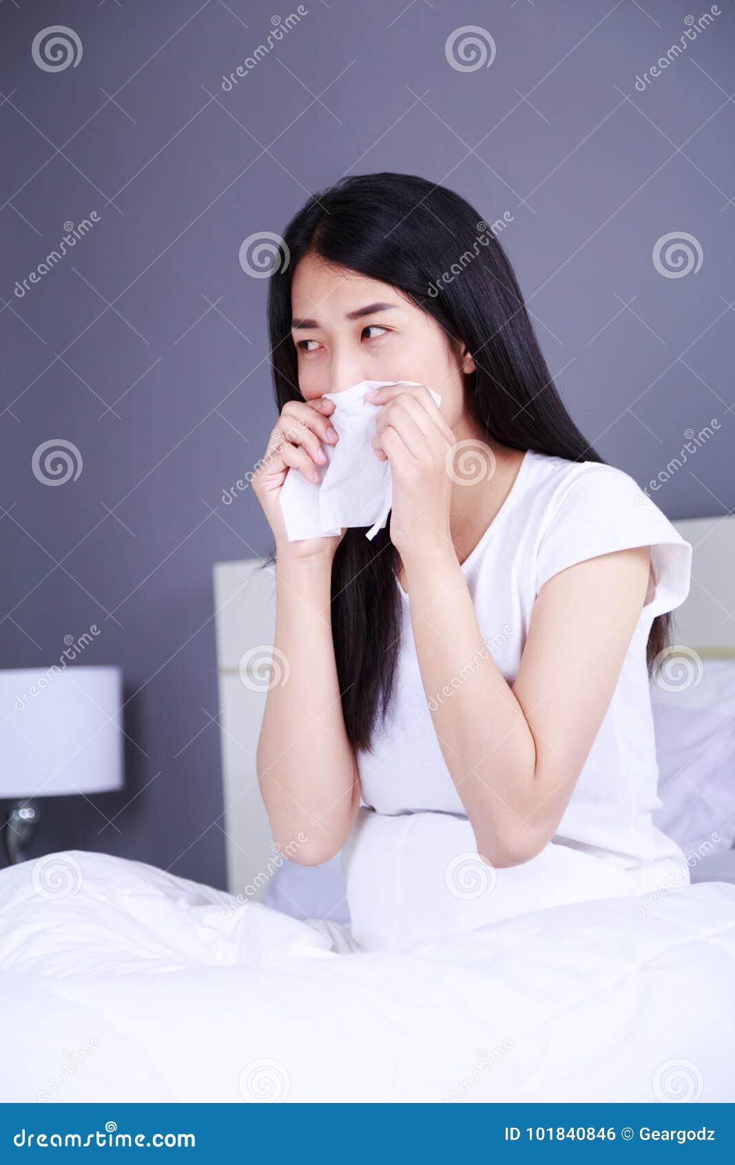 Woman is Crying on Bed in Bedroom Stock Photo - Image of beautiful ...