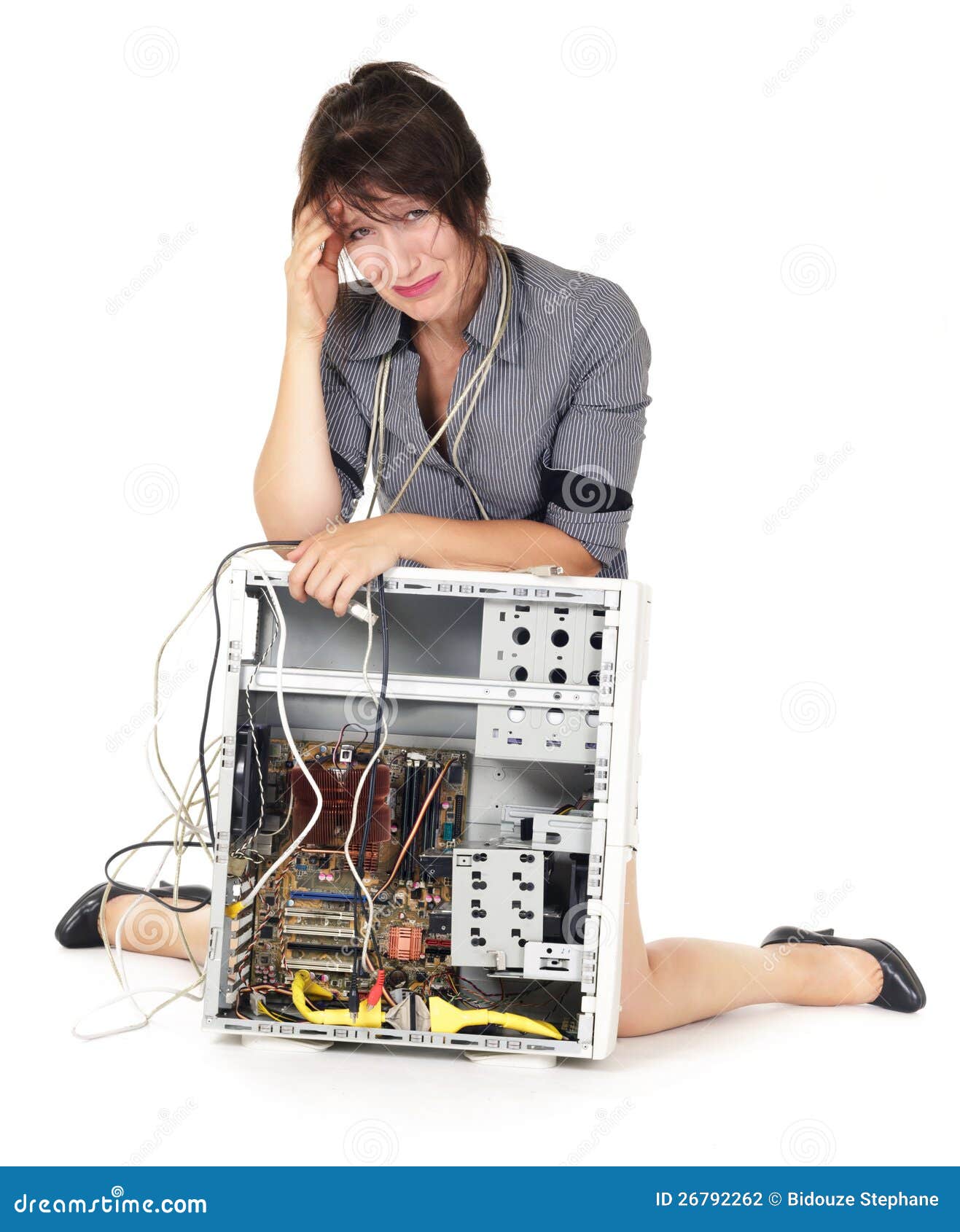 Woman crying on computer stock photo. Image of crisis - 26792262