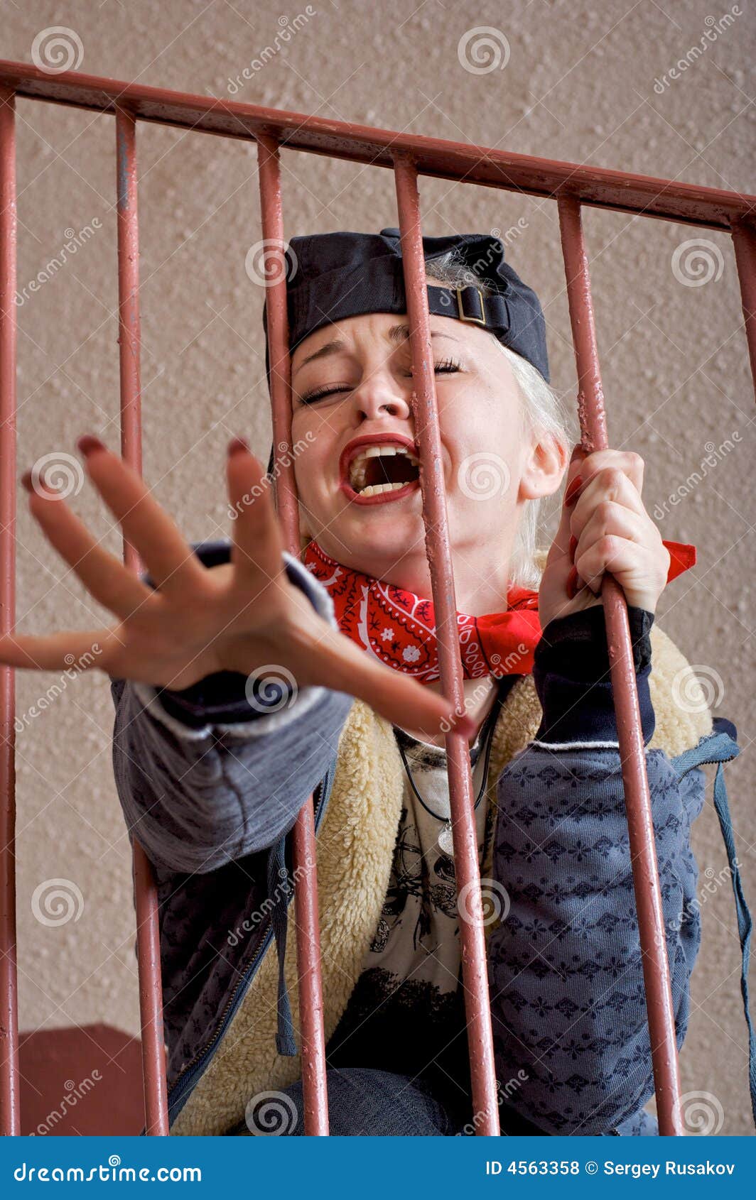 Woman crying for help stock photo. Image of jacket, distressed - 4563358