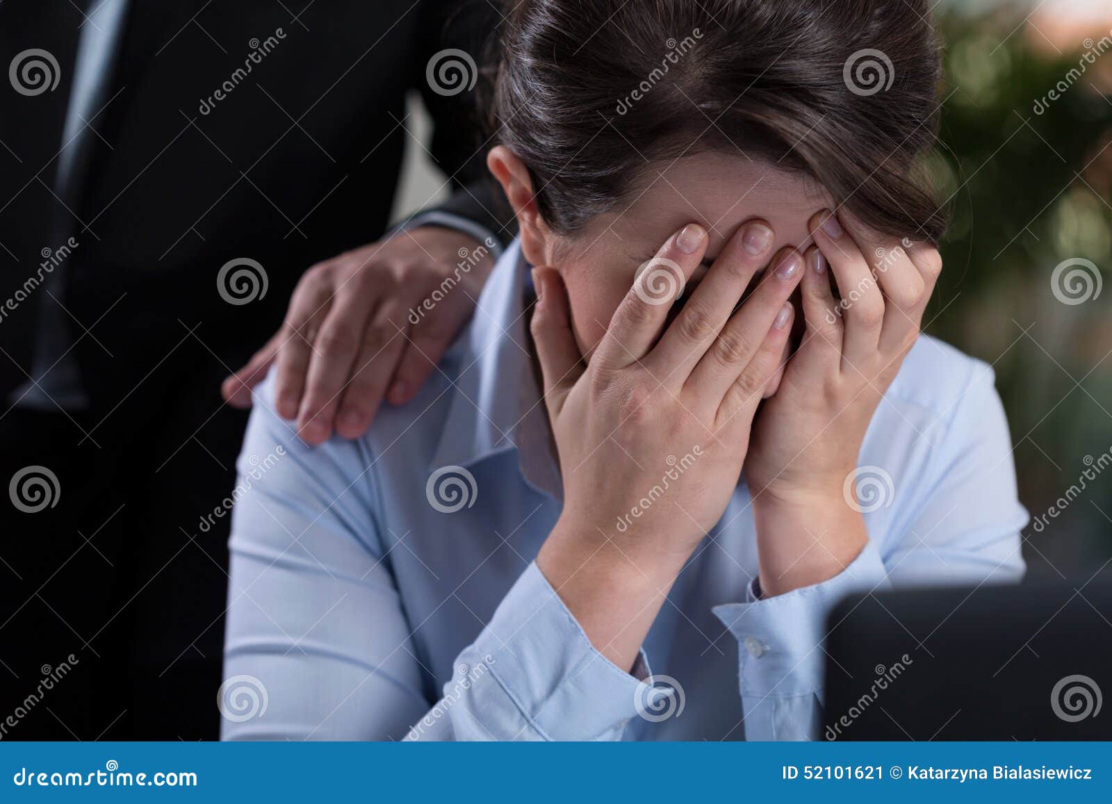 Woman crying in the office stock image. Image of business - 52101621