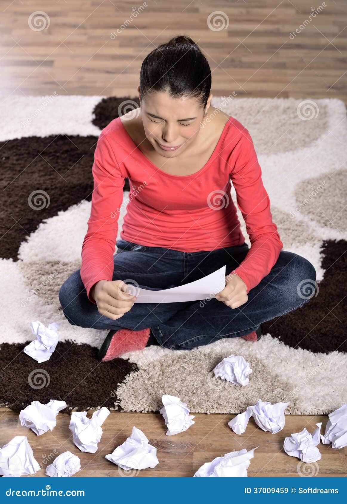 Woman Crying, Reading Letter Stock Image - Image of crumpled ...