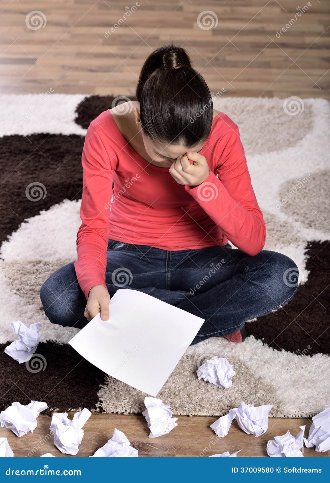 Woman Crying, Reading Letter Stock Photo - Image of goodbye, crumpled ...