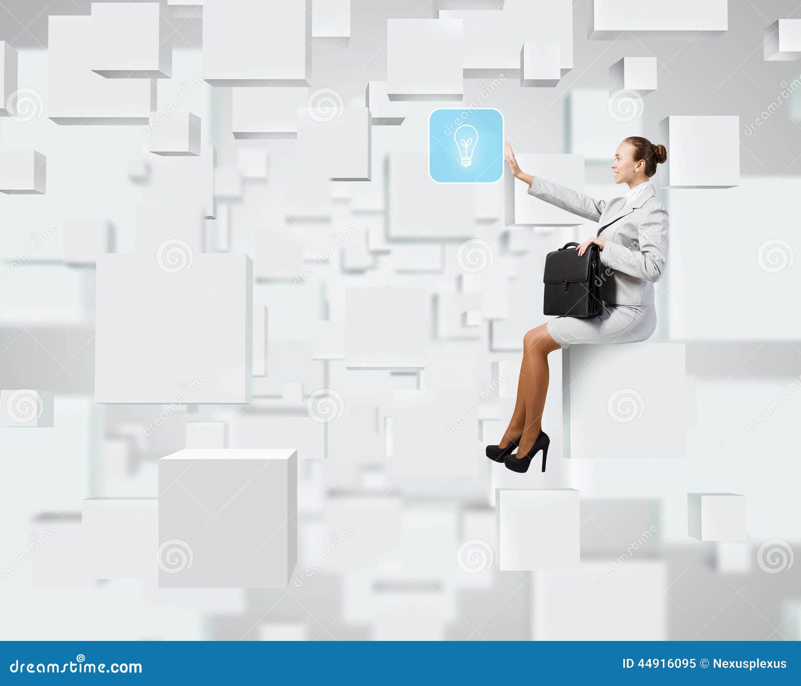 Woman on cube stock image. Image of engineer, energy - 44916095