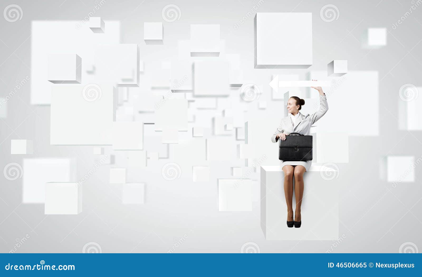 Woman on cube stock image. Image of business, marketing - 46506665