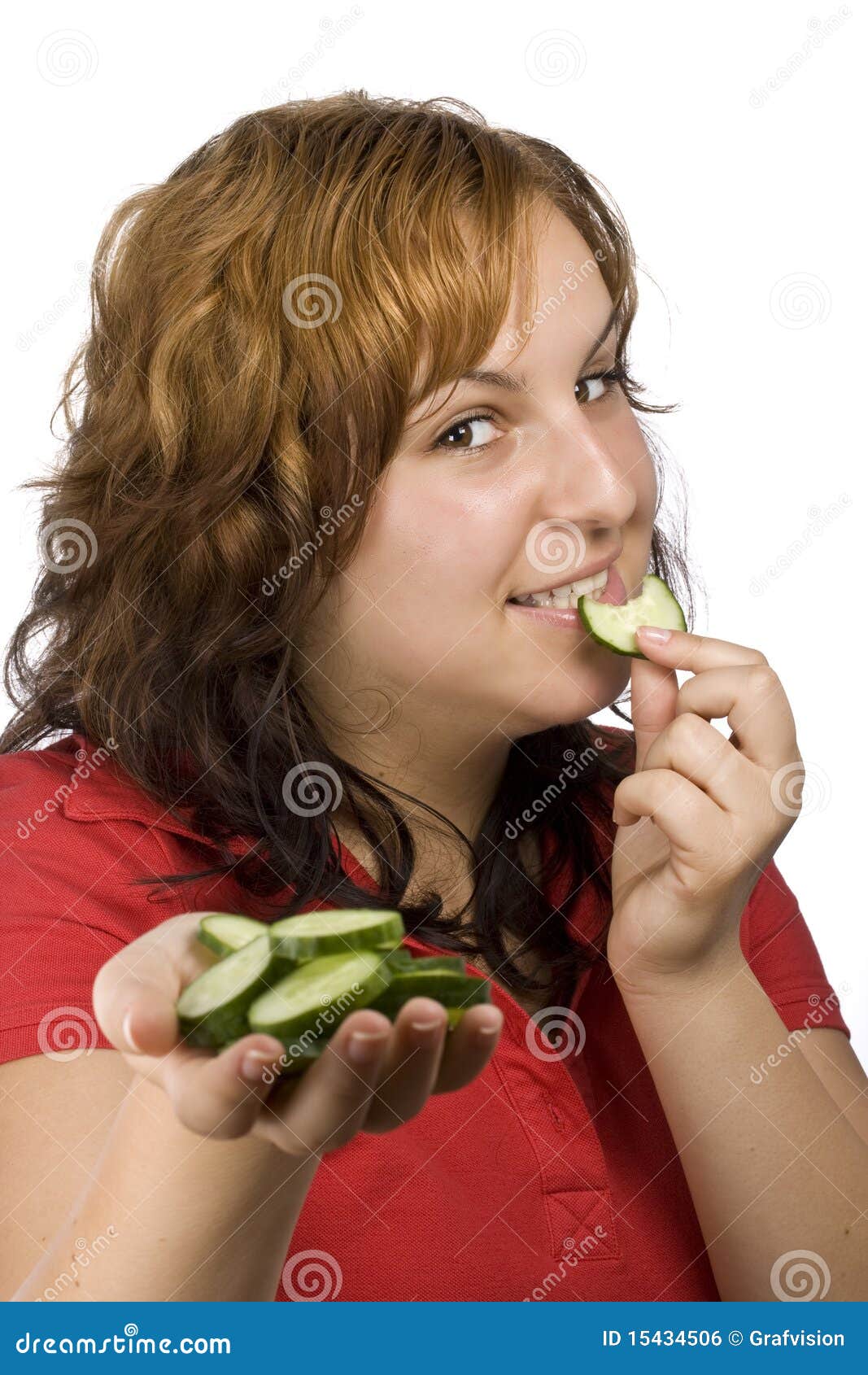 Woman and cucumber stock photo. Image of happiness, people - 15434506