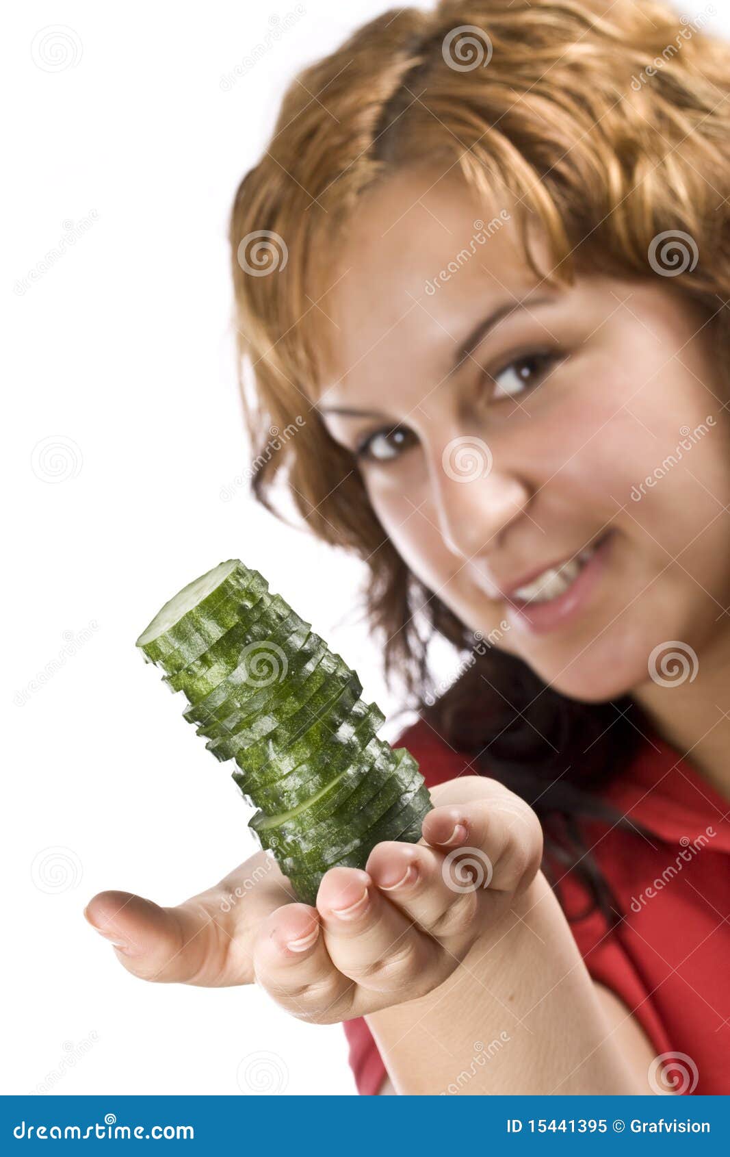 Woman and cucumber stock image. Image of nature, lifestyle - 15441395