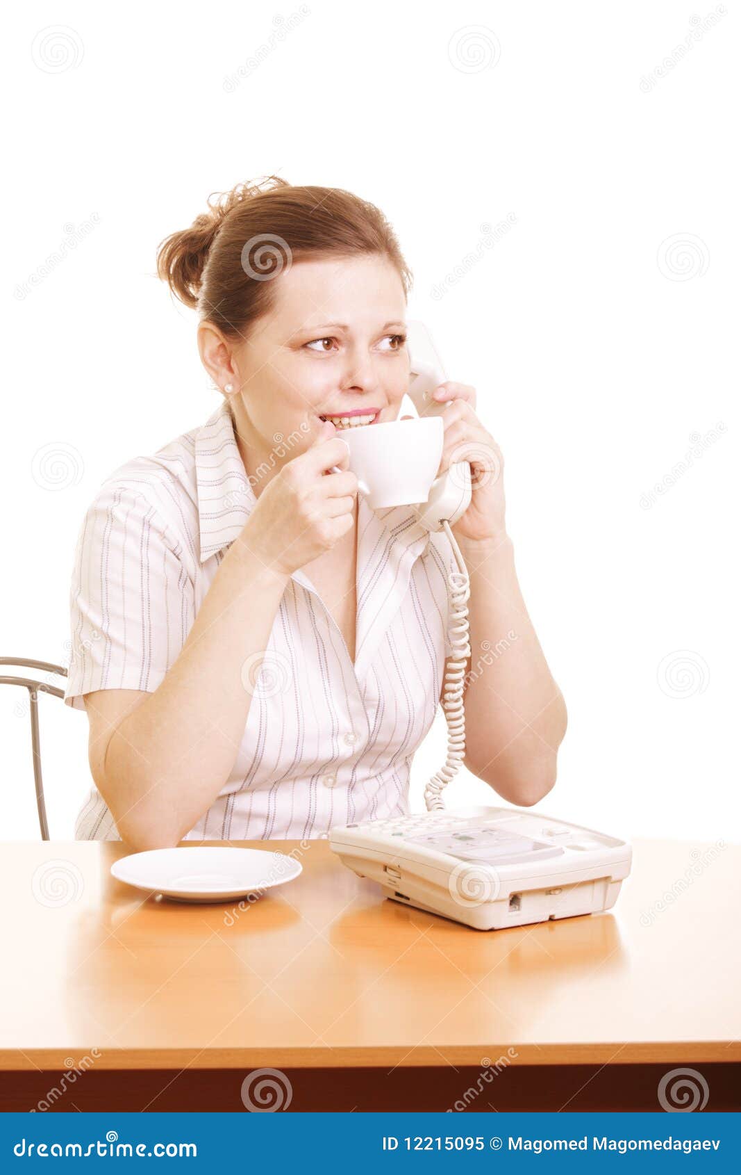 Woman with Cup Talking on Phone Stock Image - Image of conversation ...