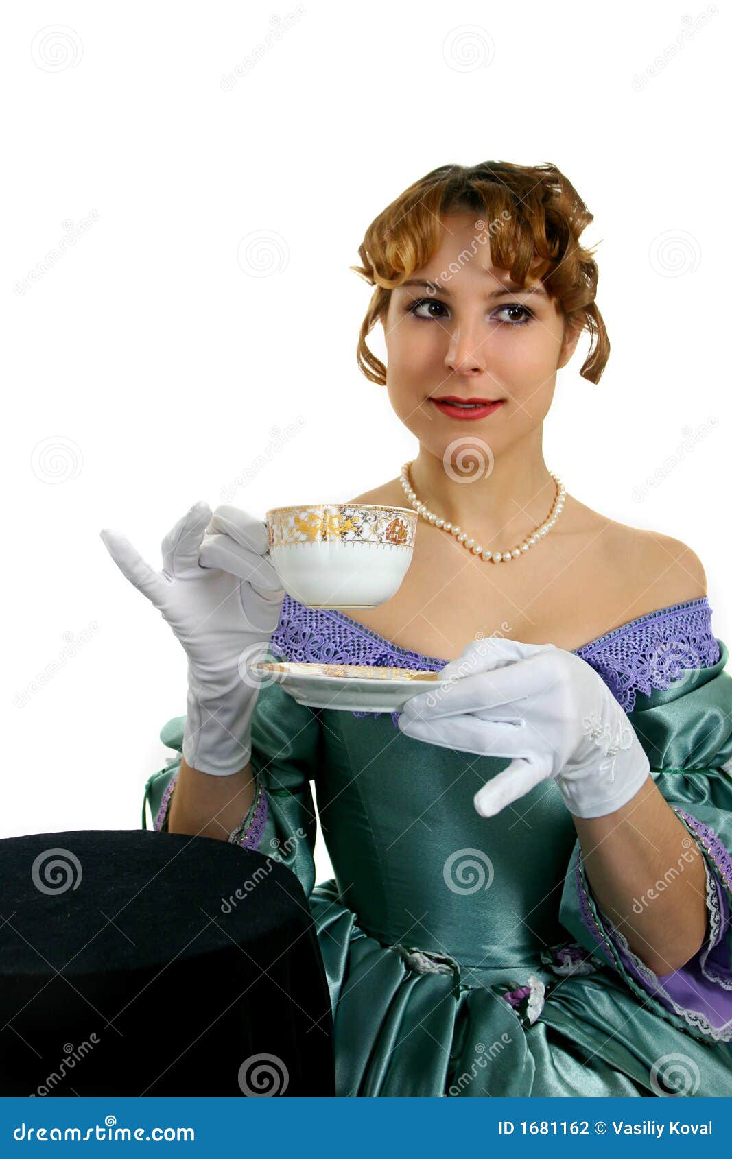 Woman and a cup of tea stock photo. Image of attire, isolated - 1681162
