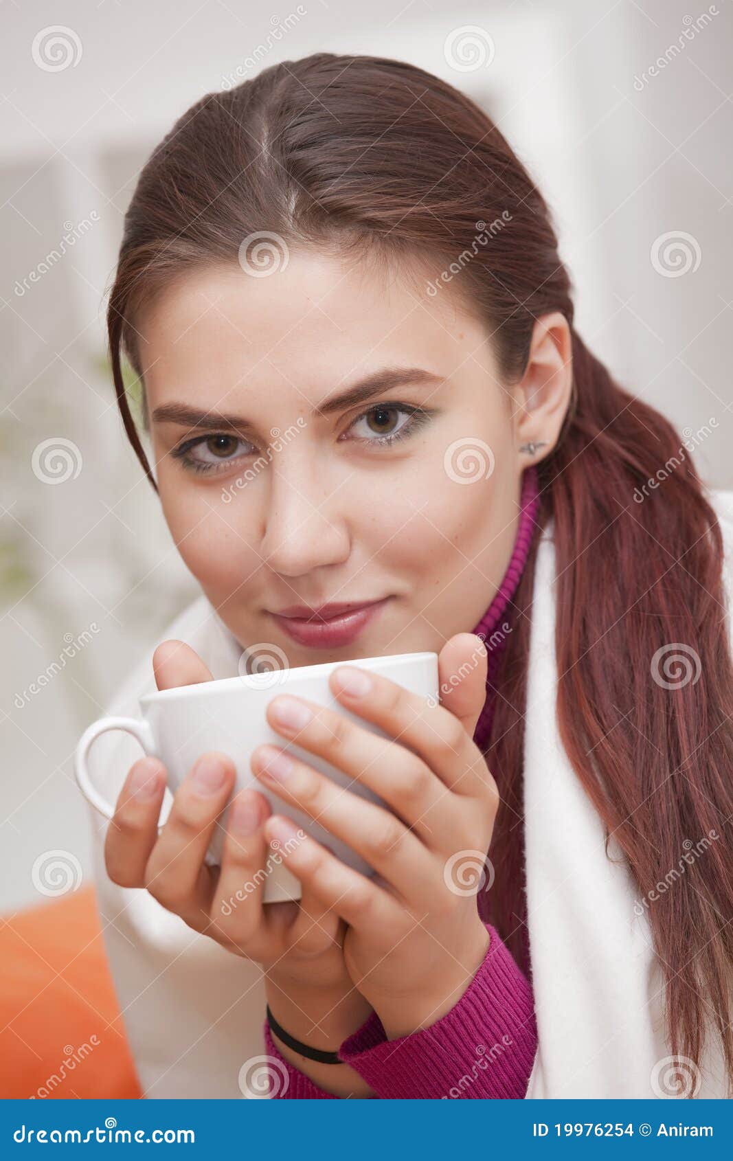 Woman with cup tea stock photo. Image of domestic, hands - 19976254