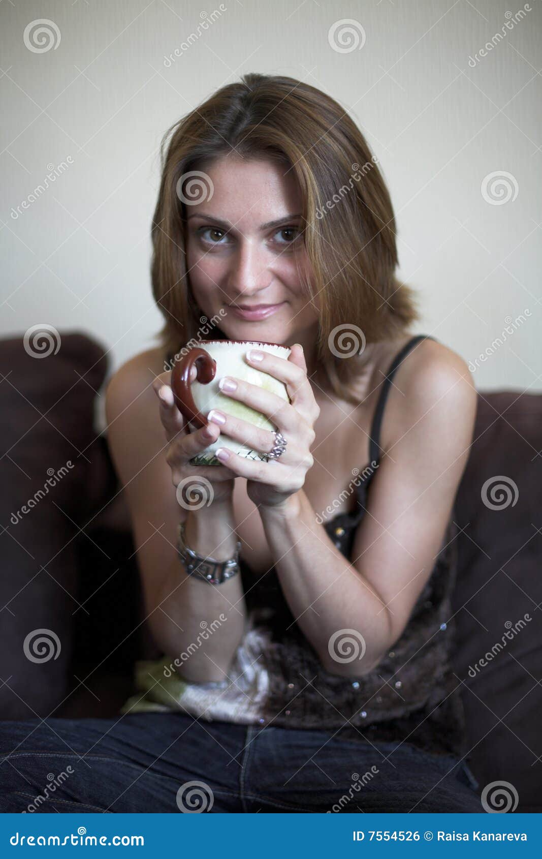 Woman with a cup of tea stock photo. Image of lunch, relaxing - 7554526
