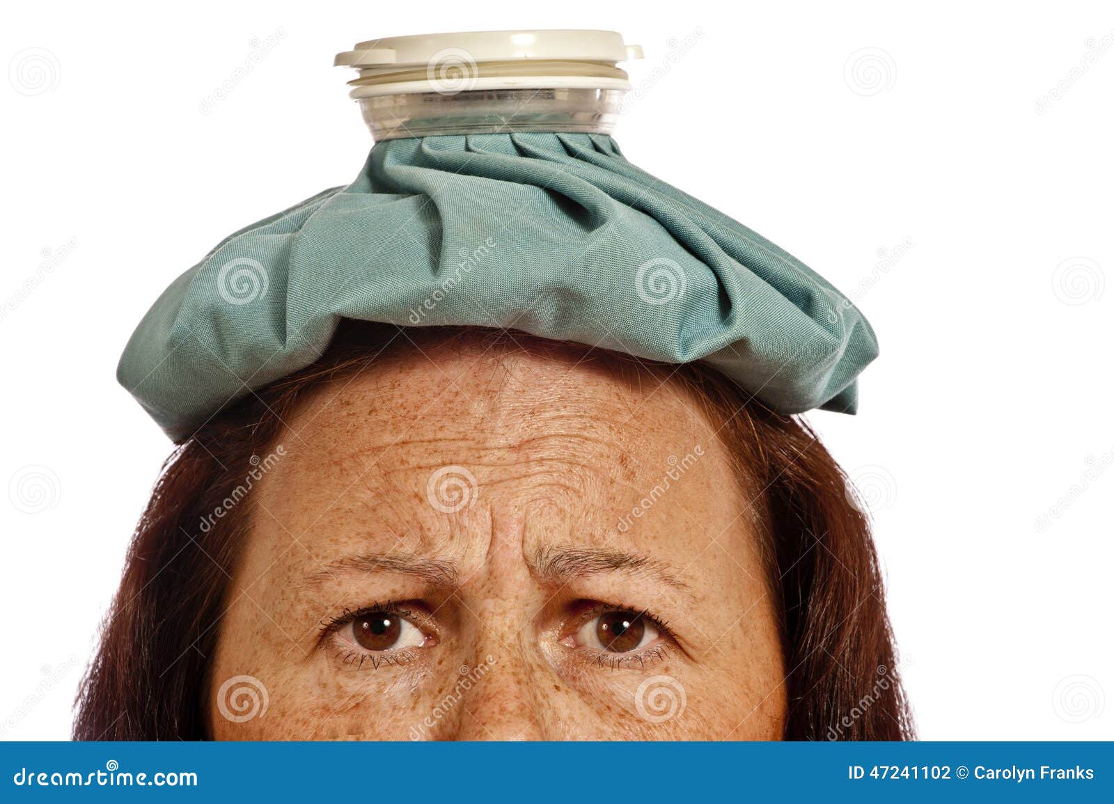 Mature Woman with Ice Pack for Headache Stock Photo - Image of pain ...