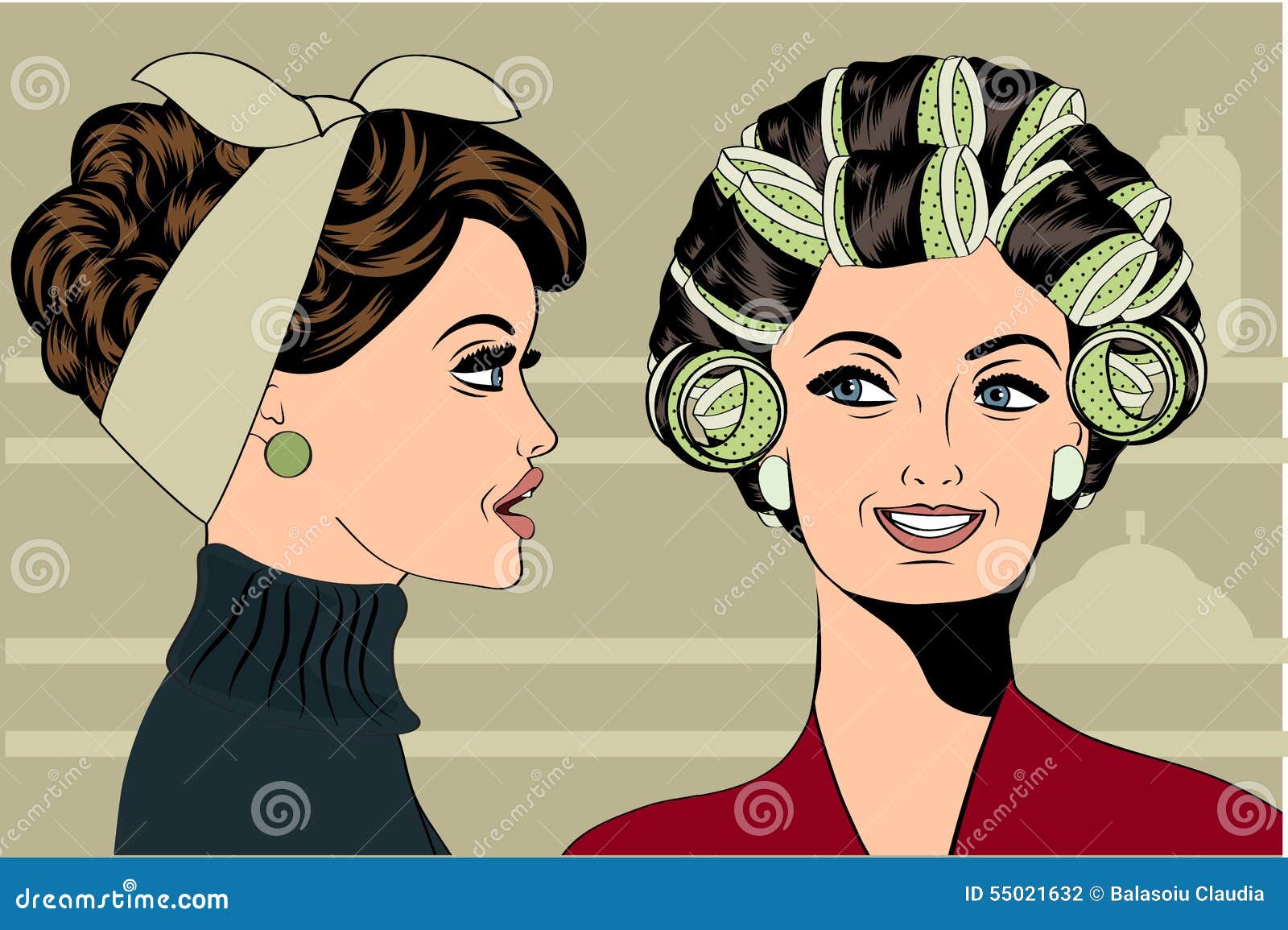 Woman With Curlers On Her Head. Cartoon Vector | CartoonDealer.com ...