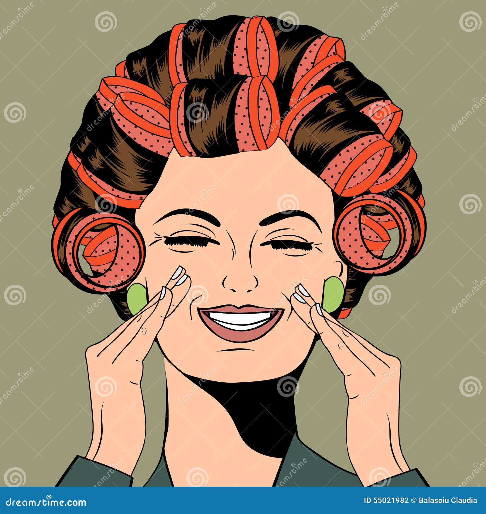 Woman With Curlers On Her Head. Cartoon Vector | CartoonDealer.com ...