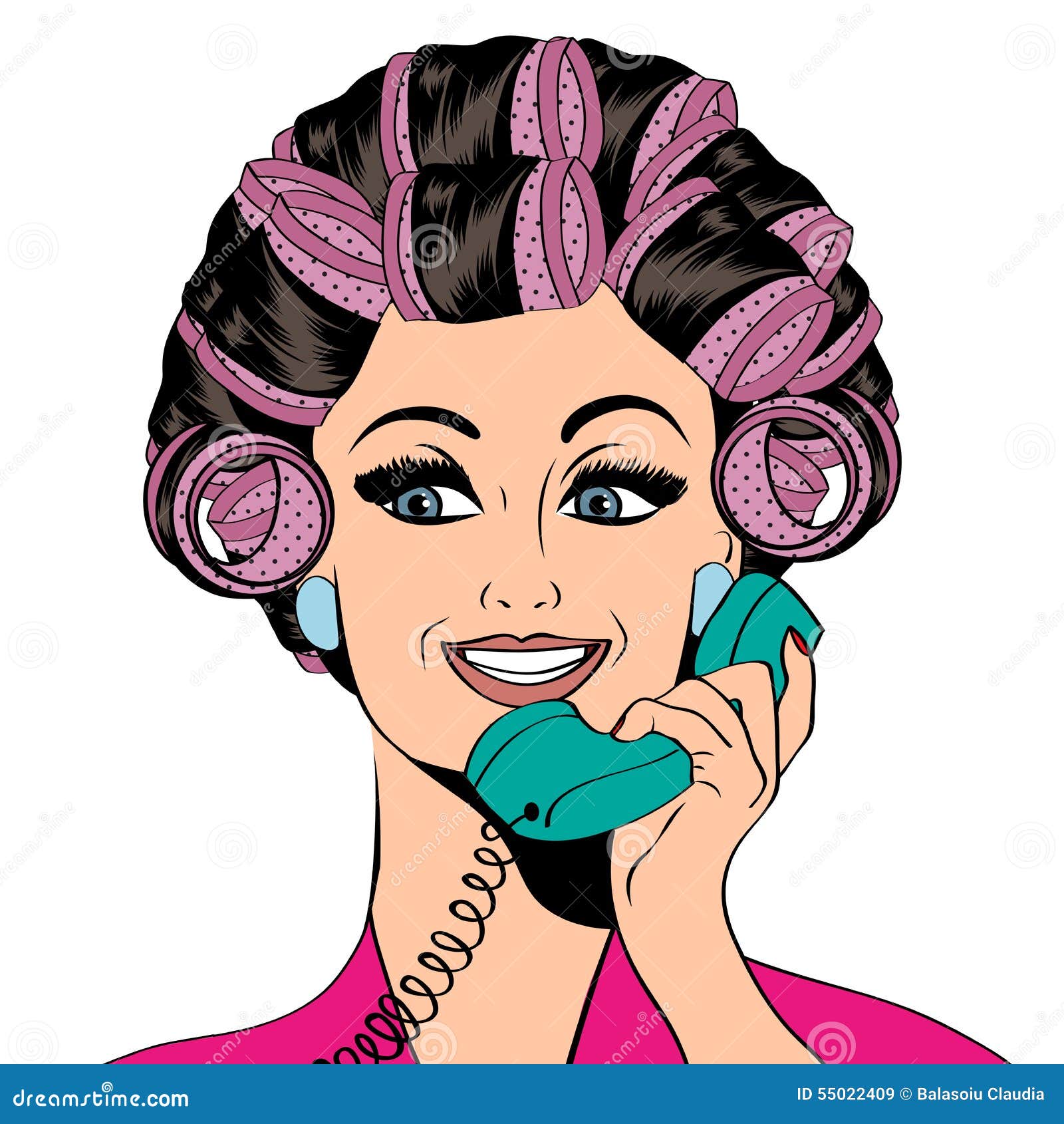 Woman With Curlers On Her Head. Cartoon Vector | CartoonDealer.com ...