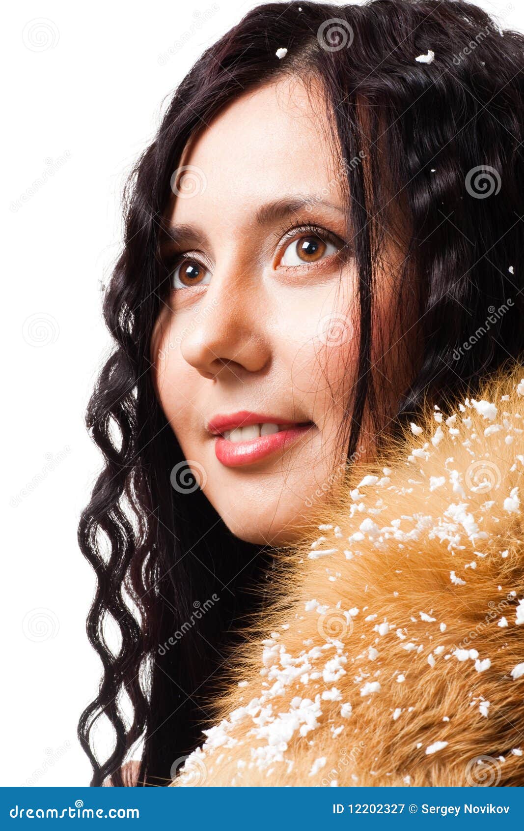 Woman with Curly Hair with Fur Stock Image - Image of face, females ...