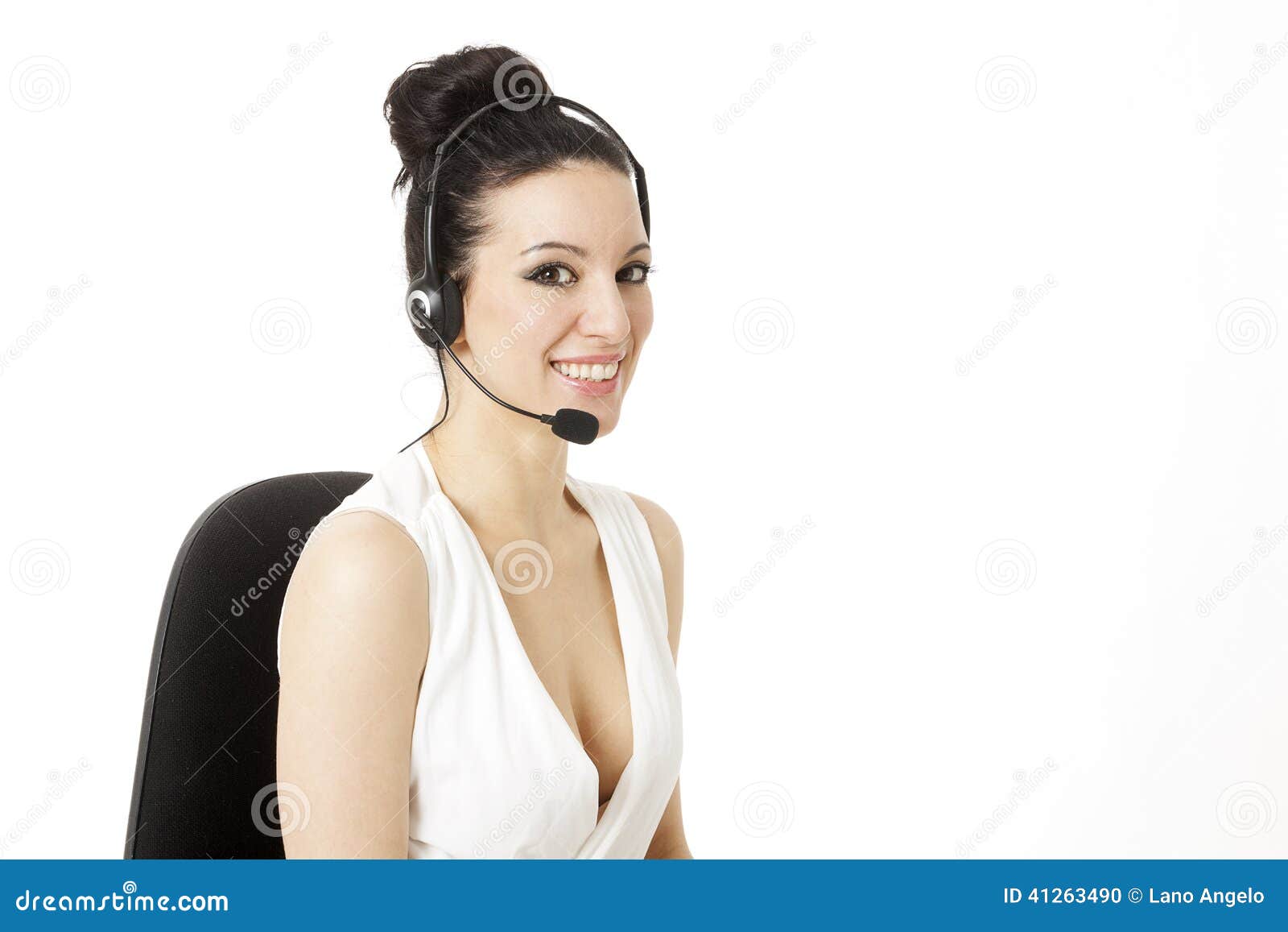 Woman Customer Service Worker, Call Center Smiling Operator with Stock ...