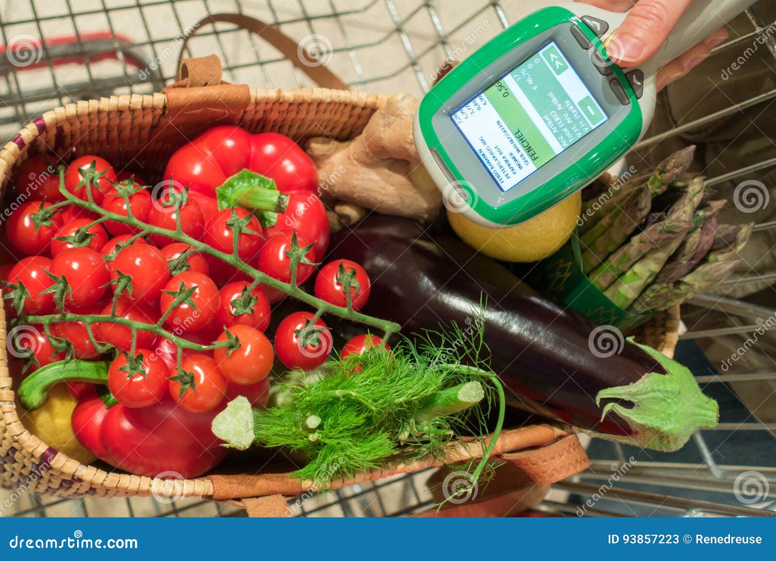 Woman Customer Using Scanner Device in Supermarket. Automatic Object ...