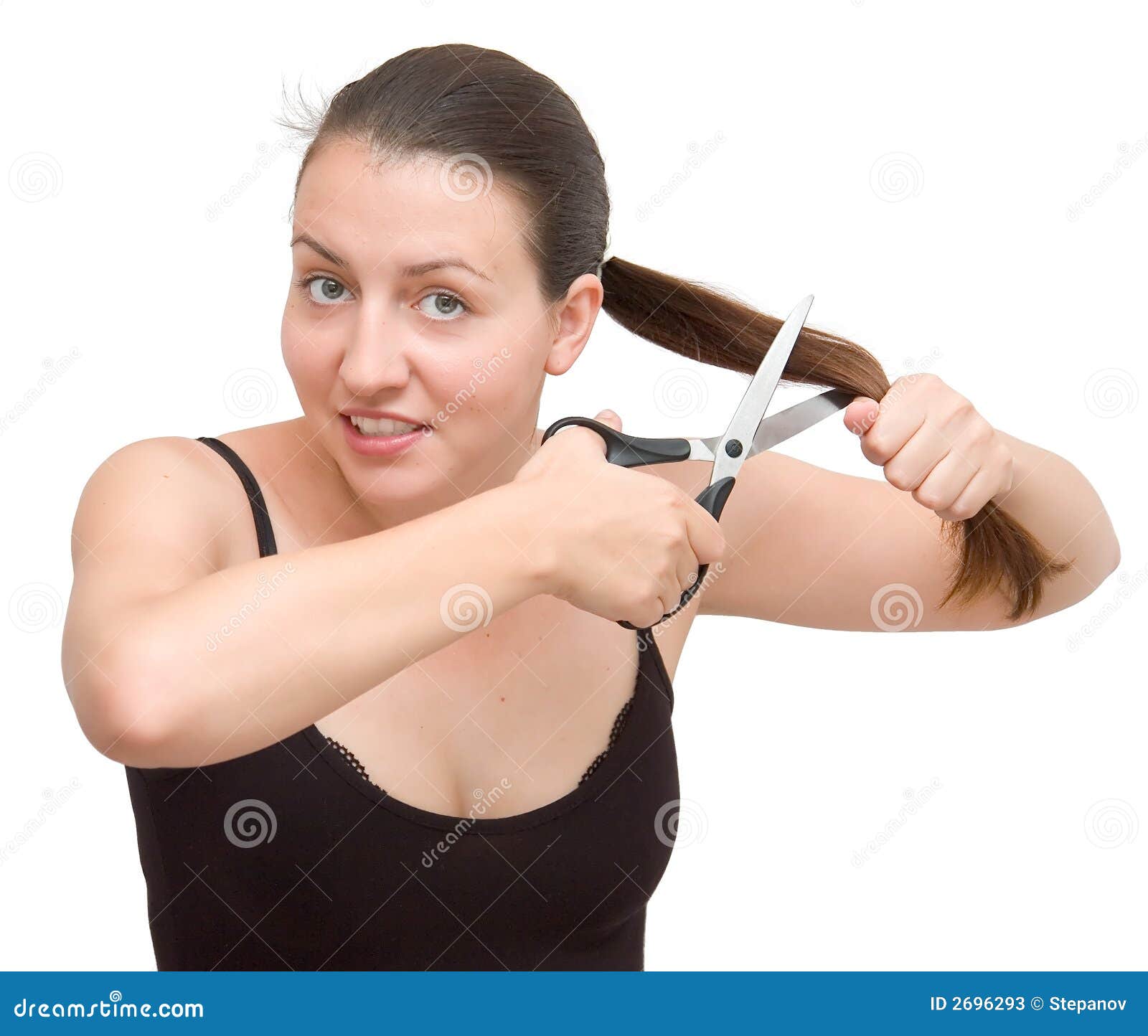 Woman cuts off the hair stock image. Image of careless - 2696293