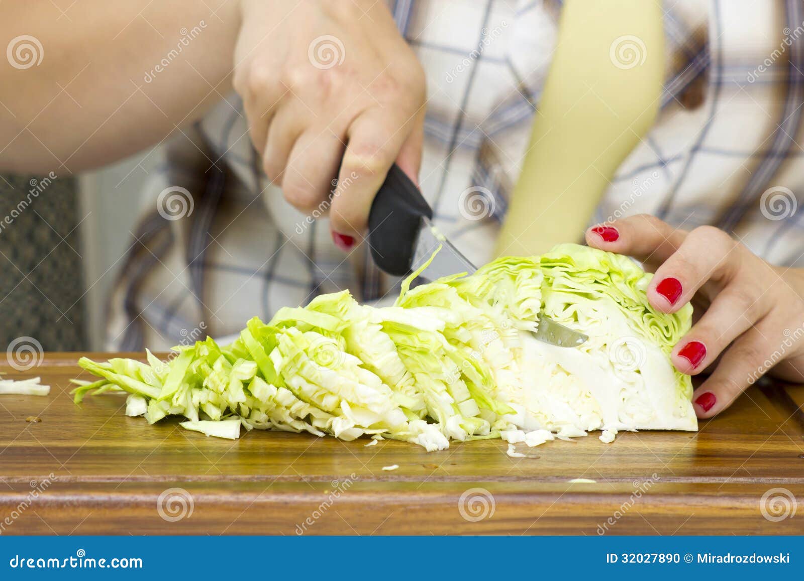 Woman cutting cabbage stock photo. Image of meal, cabbage - 32027890