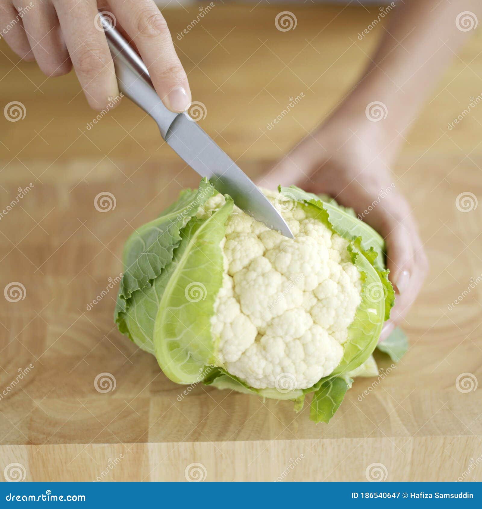 Woman Cutting Cauliflower. Conceptual Image Stock Image - Image of ...
