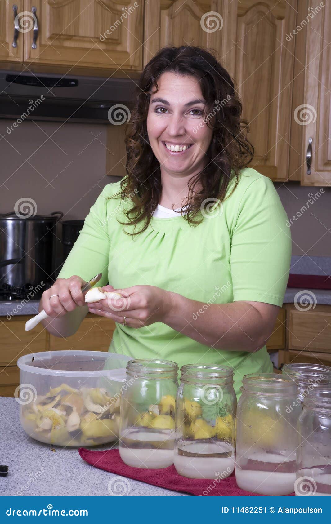 Woman Cutting Fruit and Canning Stock Image - Image of natural, female ...