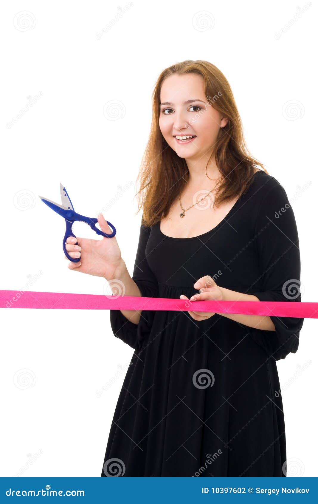 Woman cutting a red ribbon stock photo. Image of businesspeople - 10397602