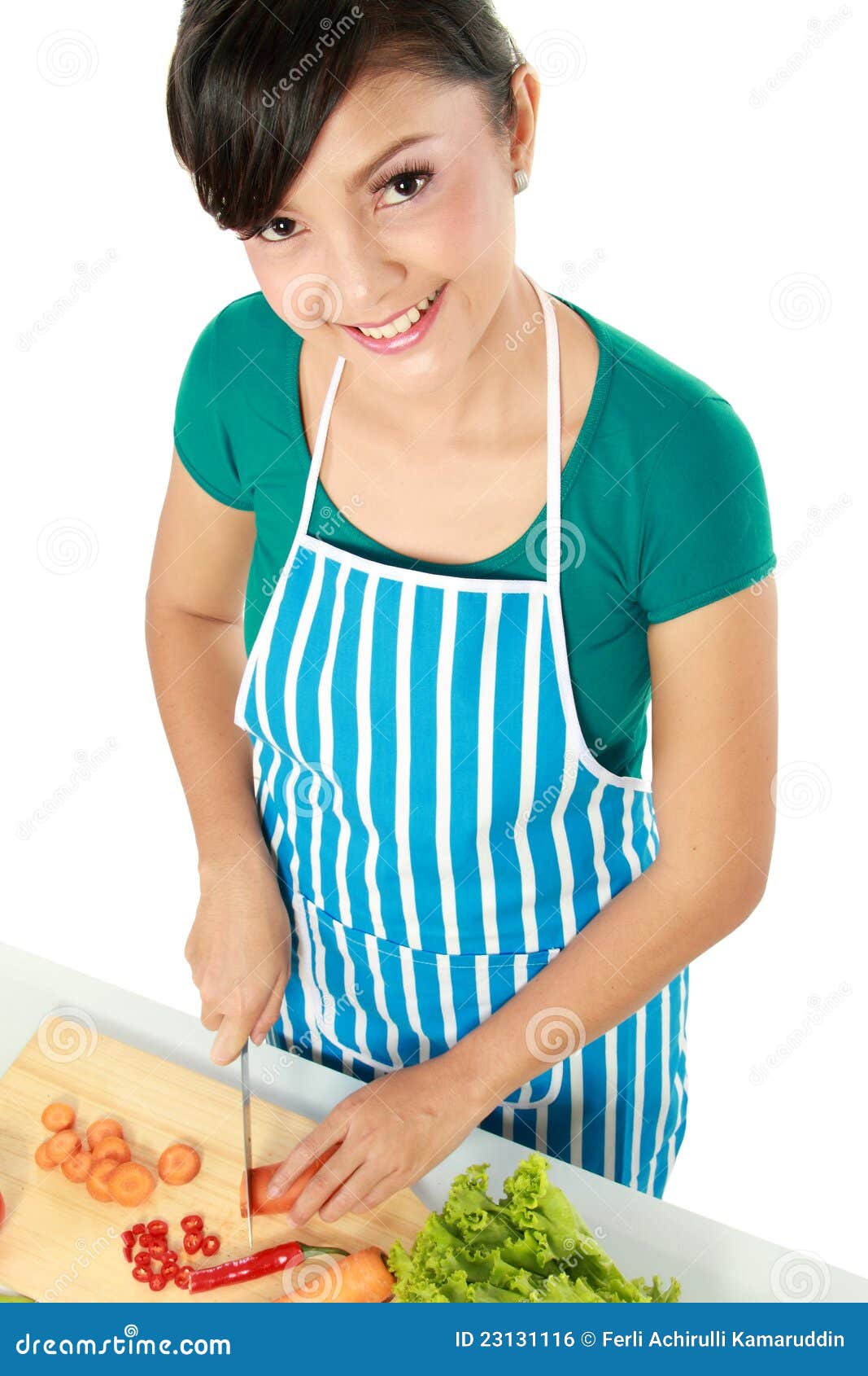 Woman Cutting Vegetables in the Kitchen Stock Photo - Image of holding ...