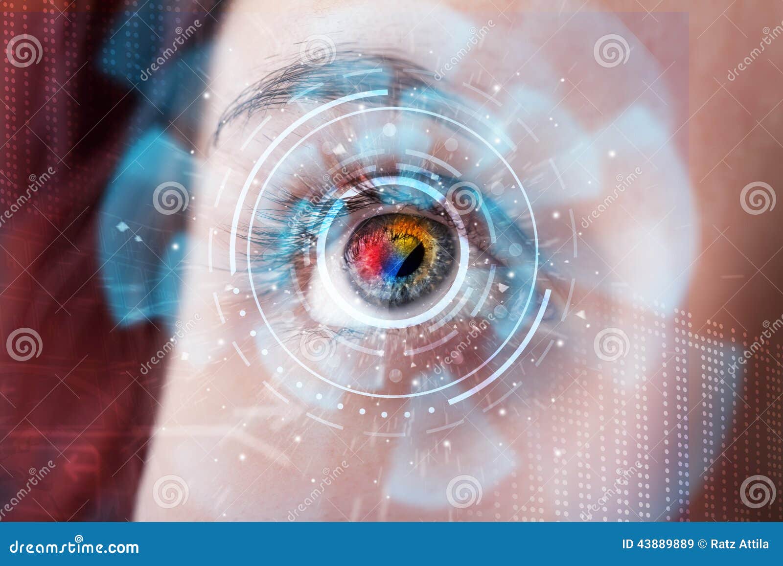 Woman with Cyber Technology Eye Panel Concept Stock Image - Image of ...
