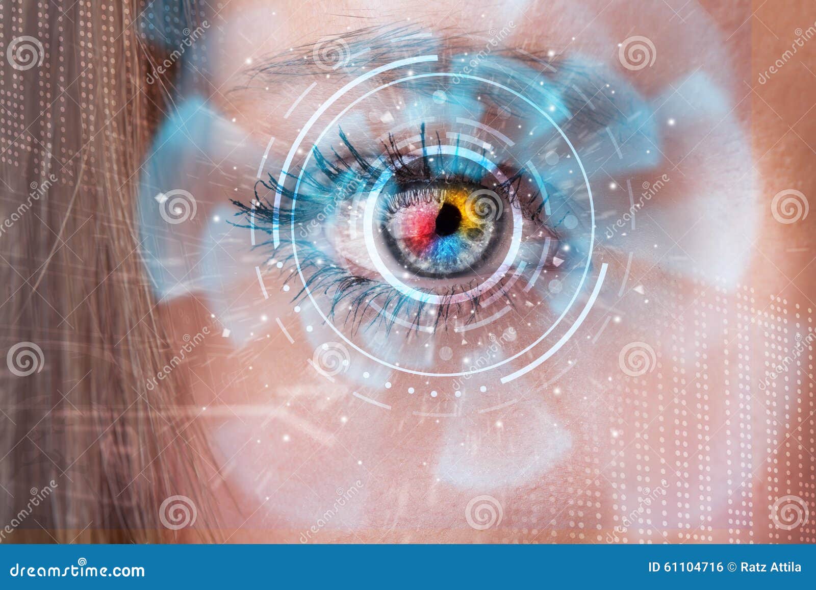 Woman with Cyber Technology Eye Panel Concept Stock Photo - Image of ...