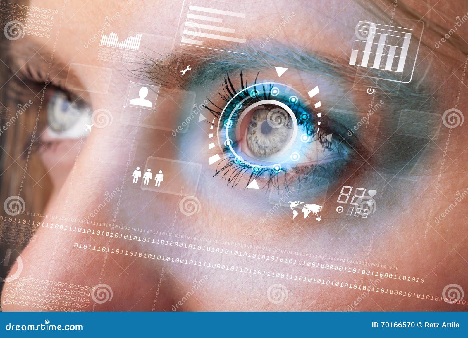 Woman with Cyber Technology Eye Panel Concept Stock Photo - Image of ...