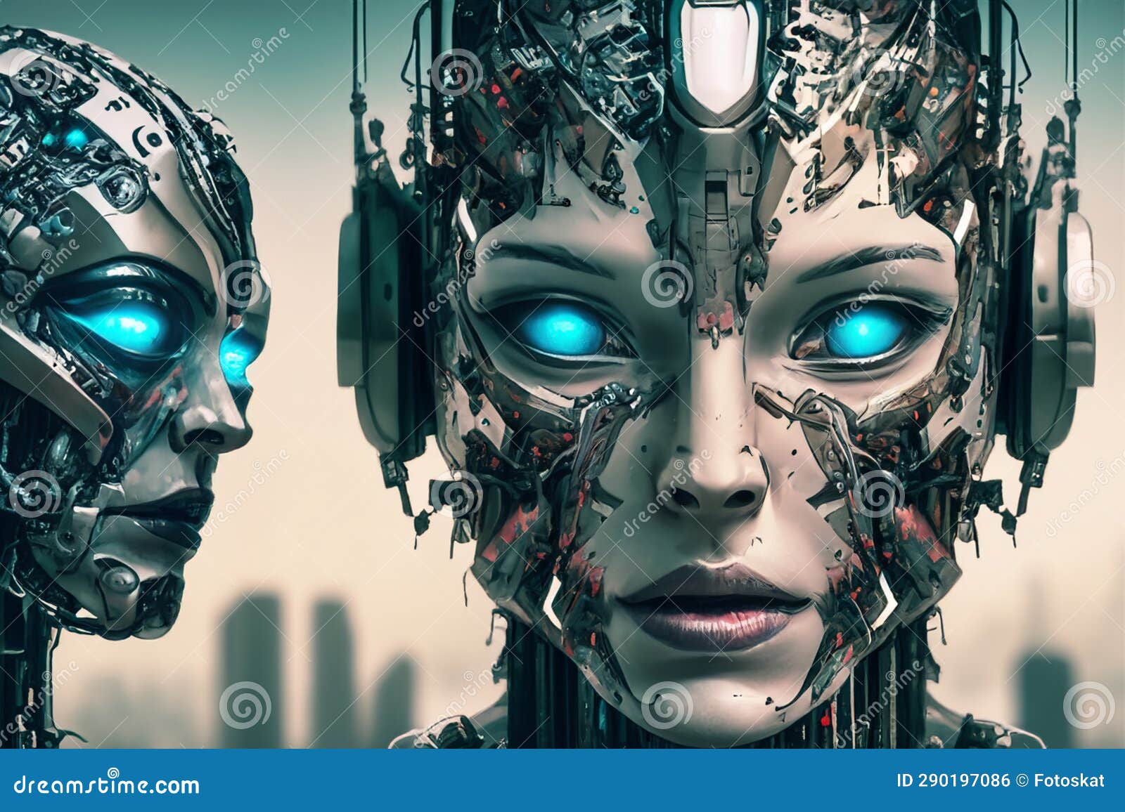 Woman Cyborg AI Generated stock illustration. Illustration of future ...