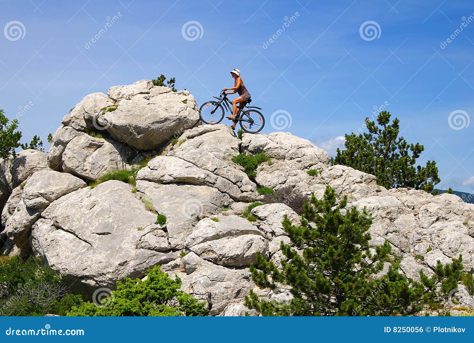 Woman Cycling in the Mountains Stock Photo - Image of bicycle ...