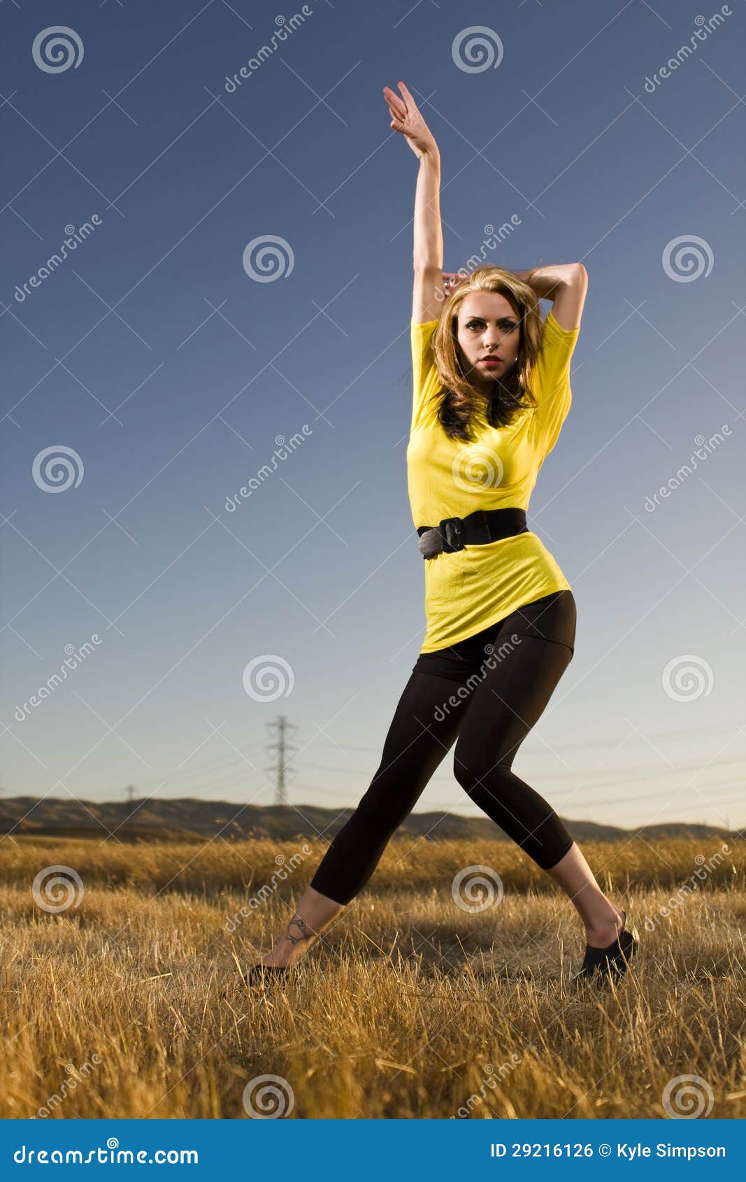 Woman in a Dance Pose in a Field Stock Photo - Image of healthy, human ...