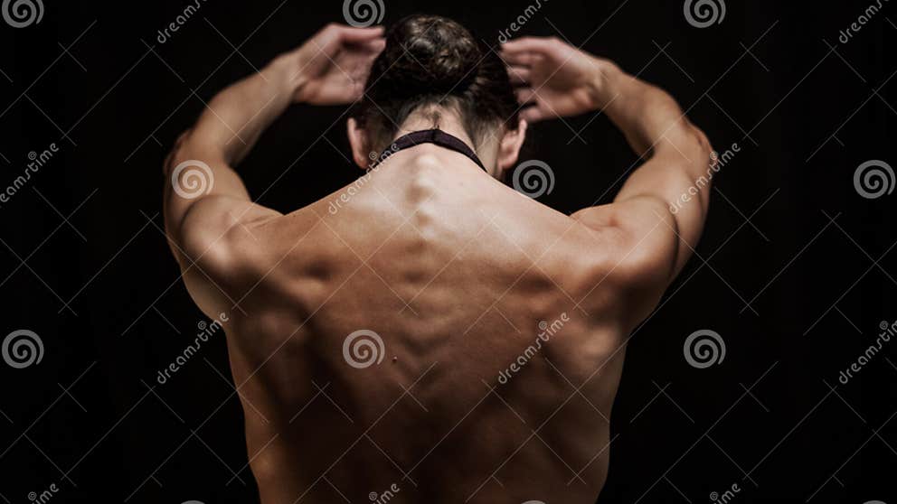Woman Dancer from Behind in a Ballet Pose Stock Image - Image of ...