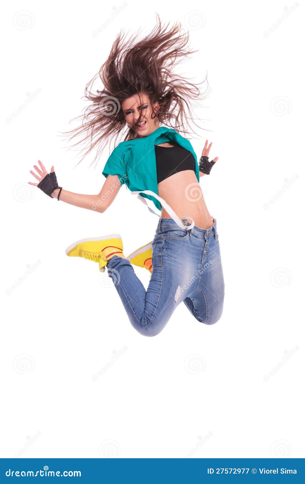 Woman Dancer Jumping and Screaming Stock Image - Image of gymnastic ...