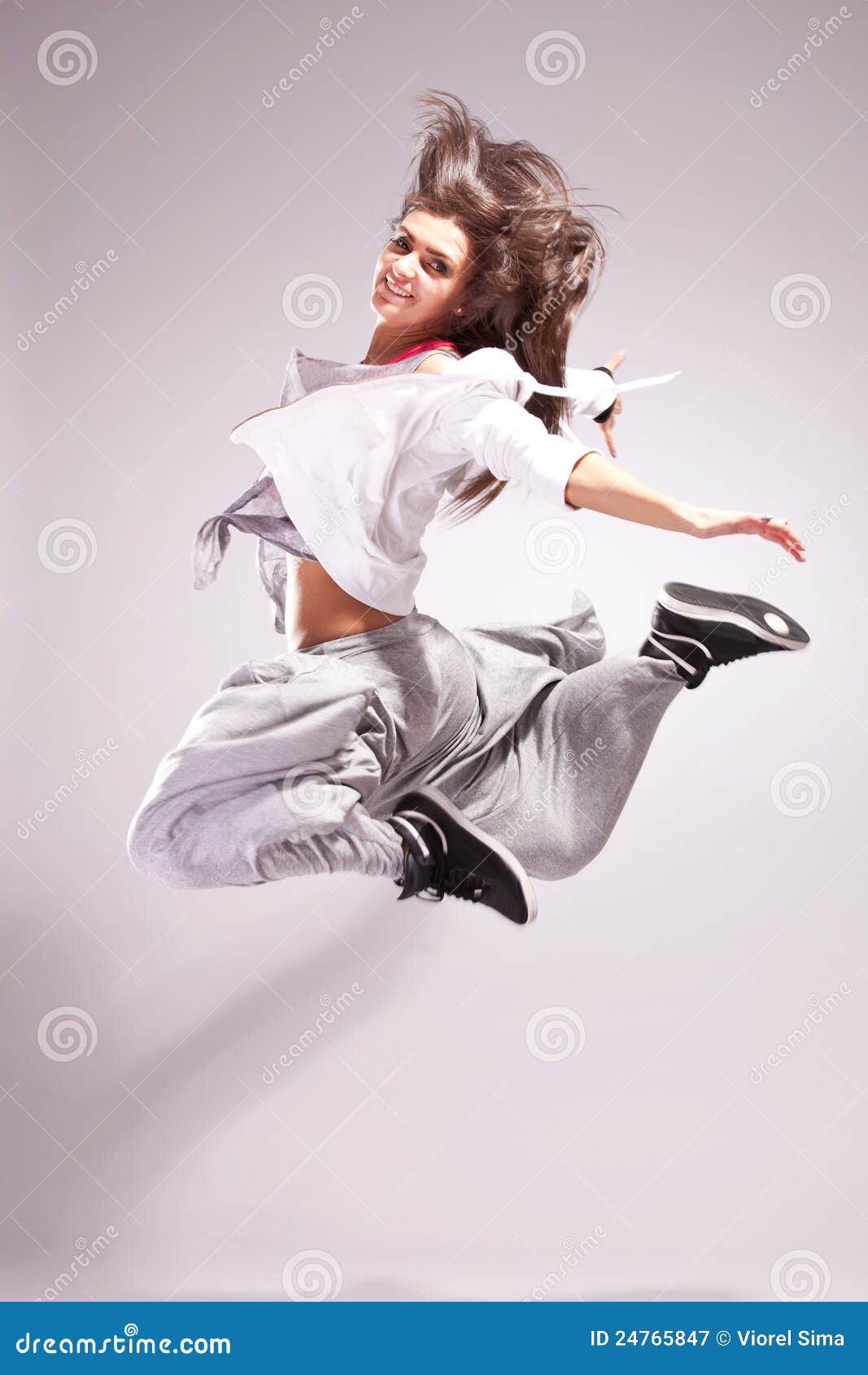 Woman Dancer Smiling and Jumping Stock Image - Image of jump, latin ...