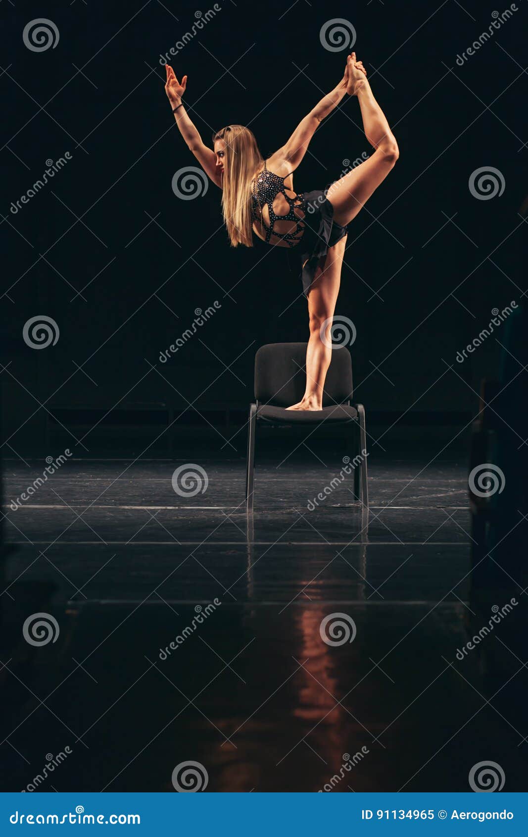 Woman Dancer Standing on Chair during Performance Stock Image - Image ...