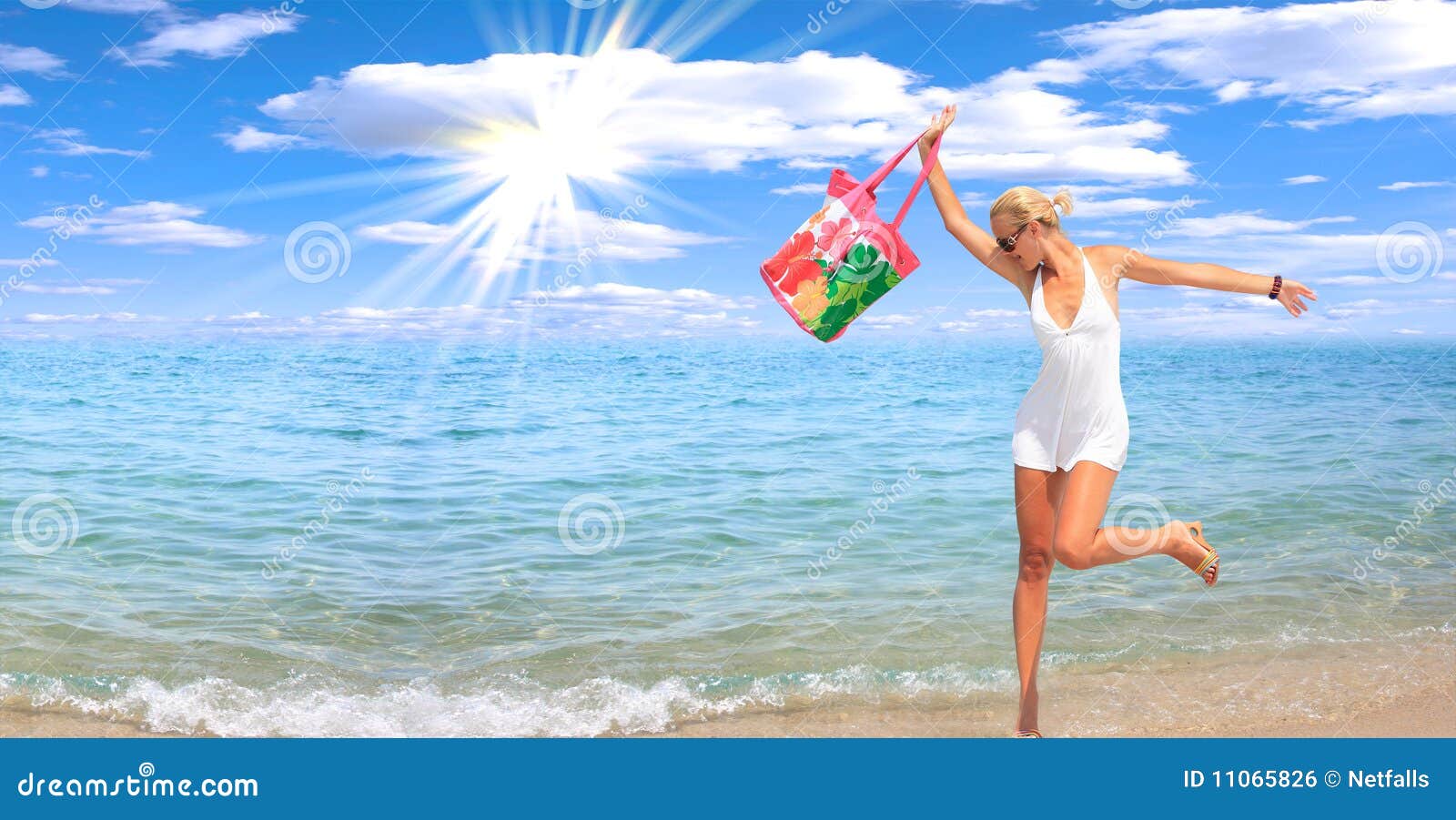 Woman dancing on the beach stock photo. Image of freedom - 11065826