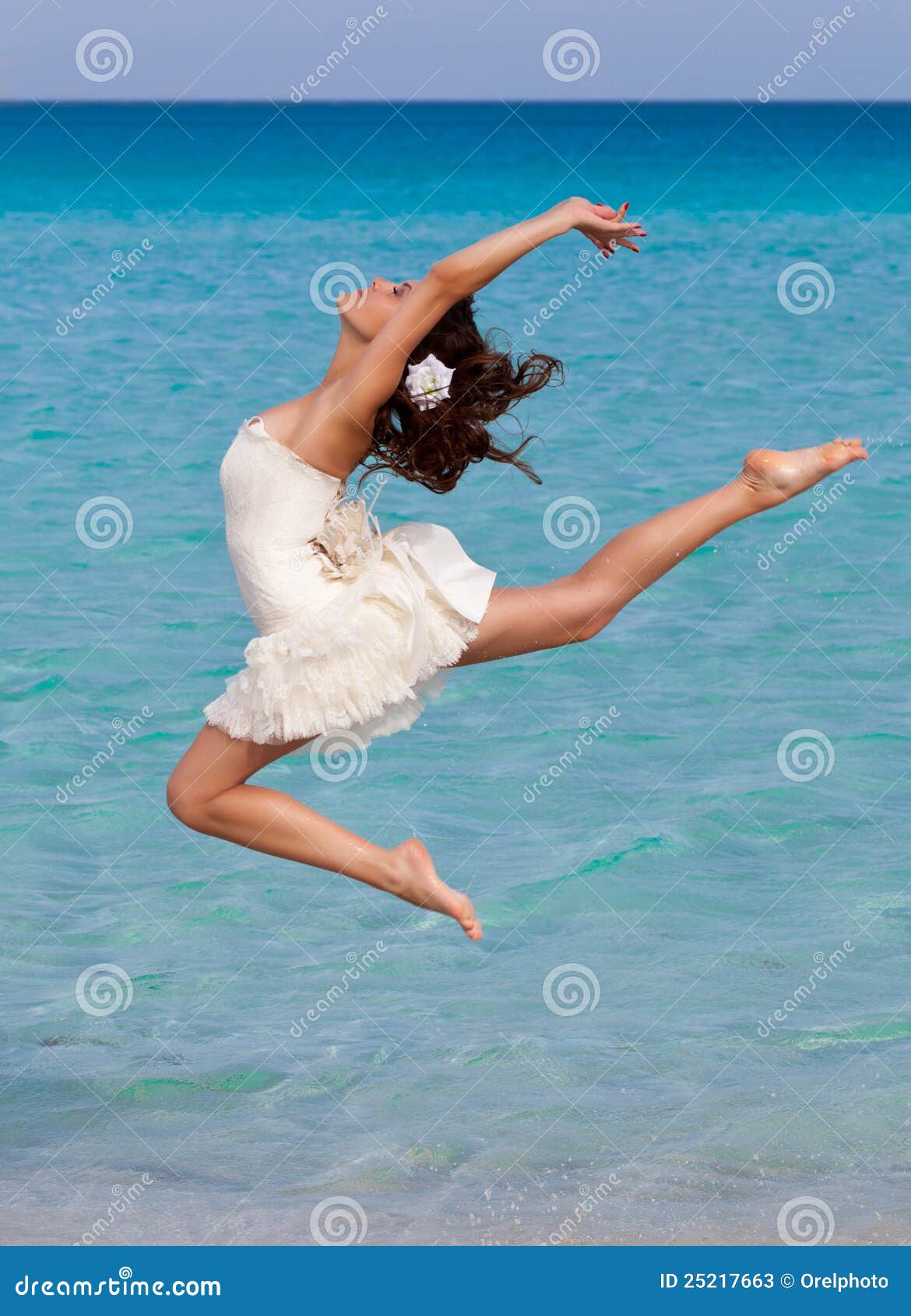 A Woman is Dancing on the Beach Stock Image - Image of adult, freedom ...
