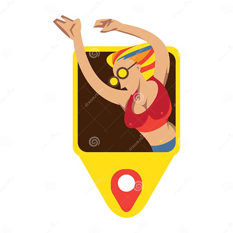 Woman Dancing Button. Vector Illustration Decorative Design Stock ...