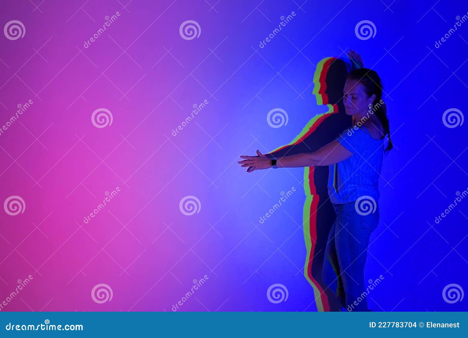 A Woman Dancing with a Colored Shadow Stock Photo - Image of concert ...