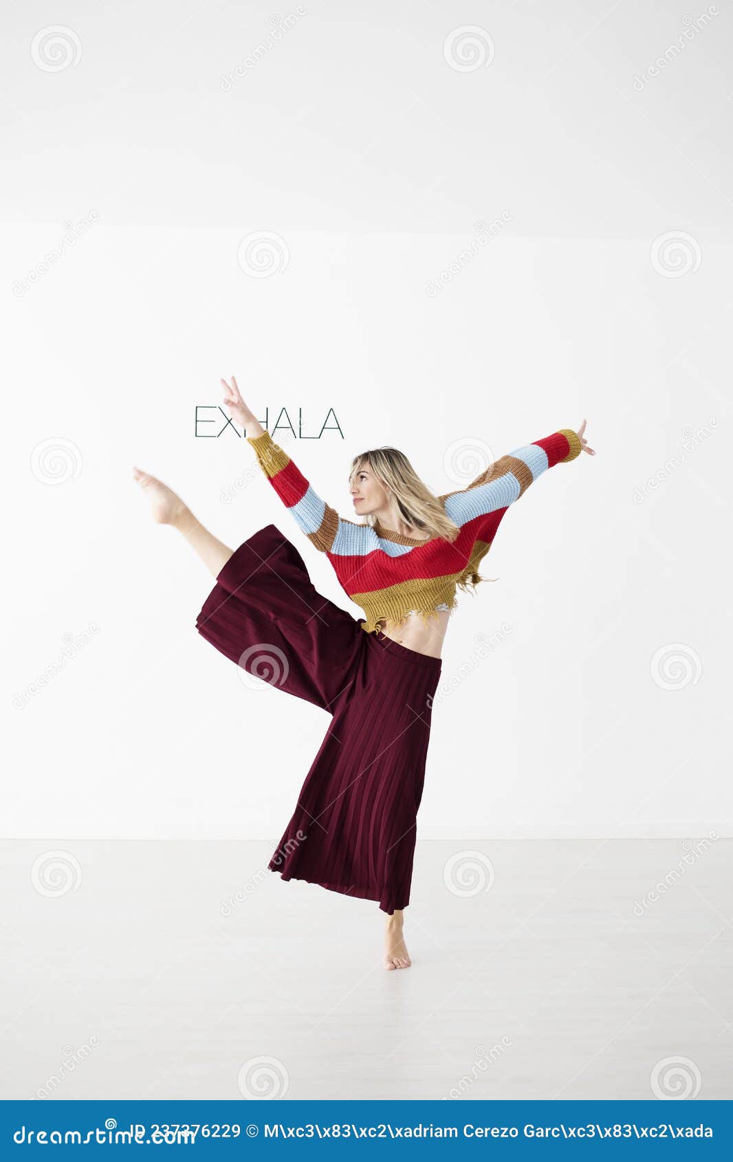 A Woman is Dancing Dance Freely in the Dance Academy Stock Image ...