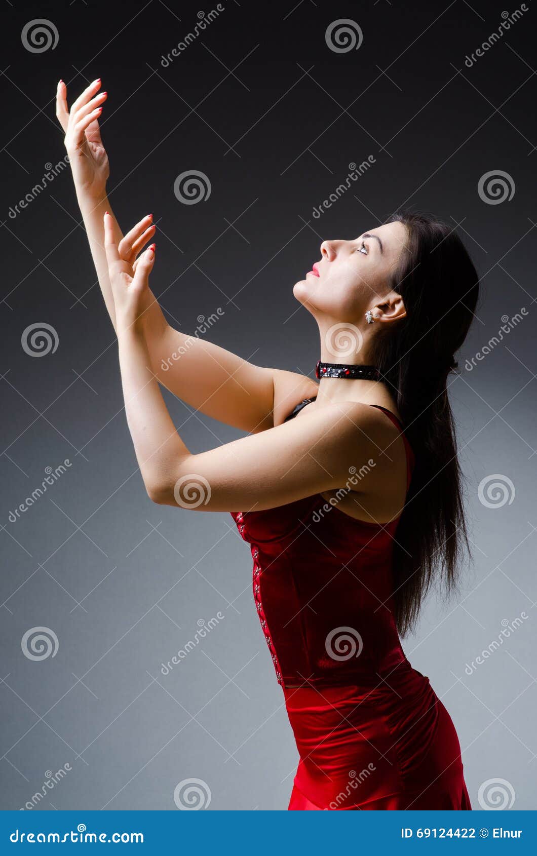 The Woman Dancing Dances in Red Dress Stock Photo - Image of gypsy ...
